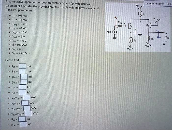 SOLVED: Assume active operation for both transistors Q₁ and Q₂ with identical parameters ...