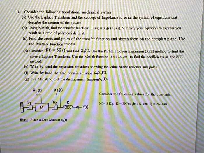 SOLVED: Texts: 1- Consider the following translational mechanical ... SOLVED: Texts: 1- Consider the following translational mechanical ...
