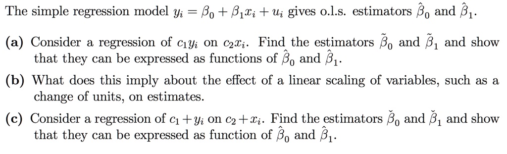 SOLVED: The simple regression model yi Bo + B1*i + Ui gives 0.l.s ...
