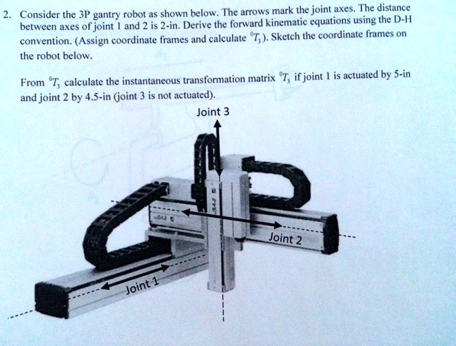 2. Consider the 3P gantry robot as shown below. The arrows mark the ...