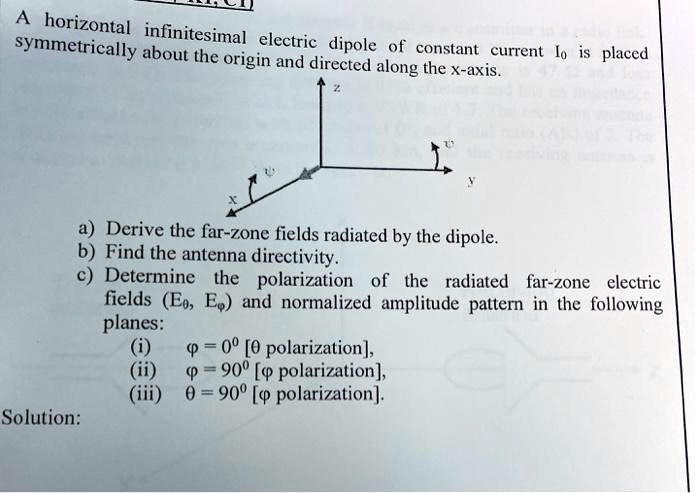 SOLVED: a) Derive the far-zone fields radiated by the dipole. b) Find the antenna directivity. c ...