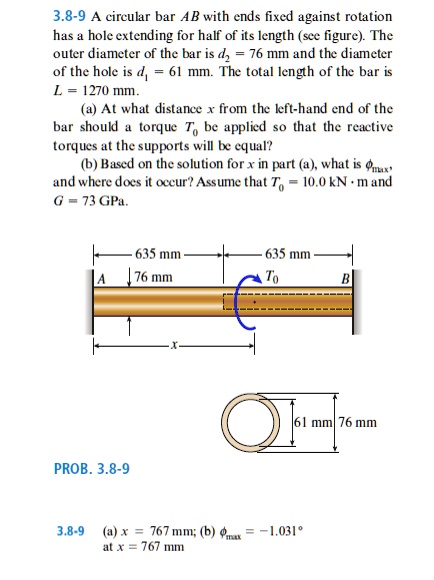 38 9 a circular bar ab with ends fixed against rotation has...