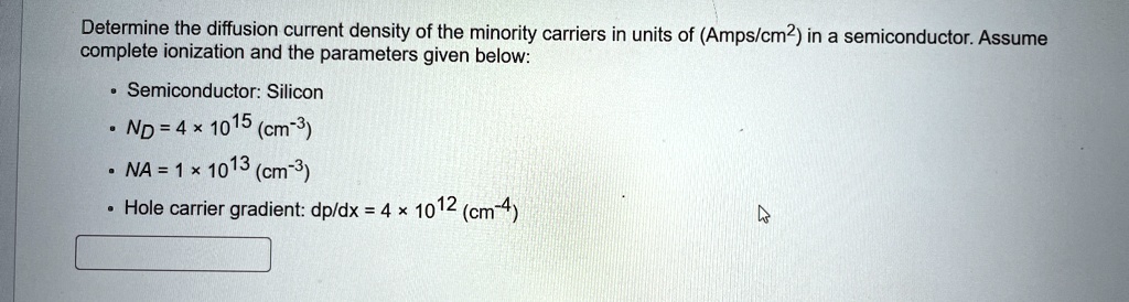 Determine the diffusion current density of the minority carriers in ...