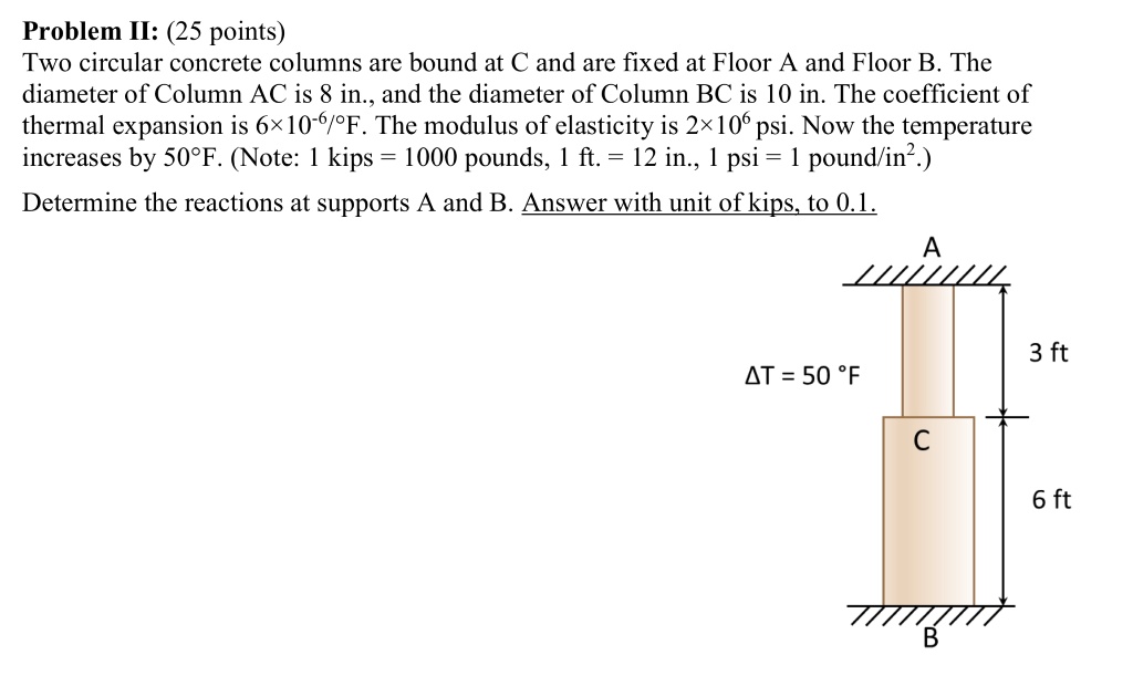 problem ii 25 points two circular concrete columns are bound at c and ...
