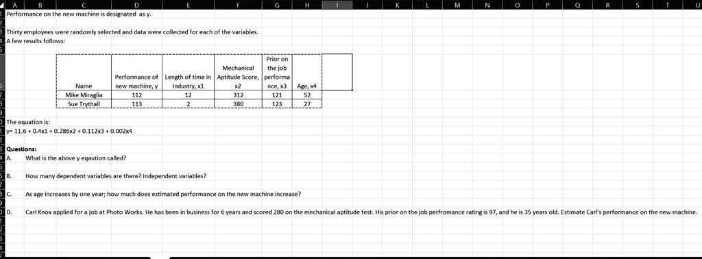questions a what is the above y equation called b how many dependent ...