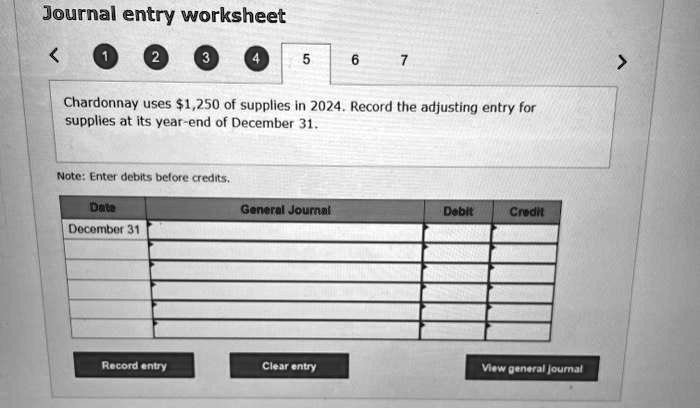 Journal entry worksheet