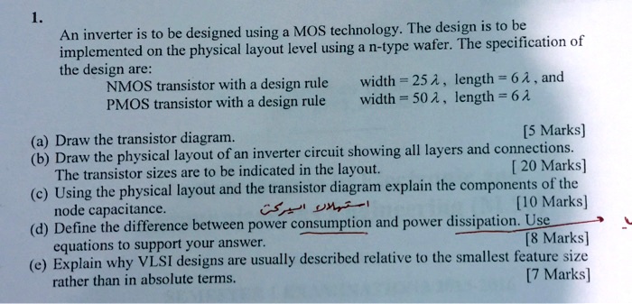 1. An inverter is to be designed using a MOS technology. The design is ...