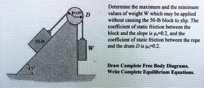 SOLVED: Determine the maximum and minimum values of weight W which may ...