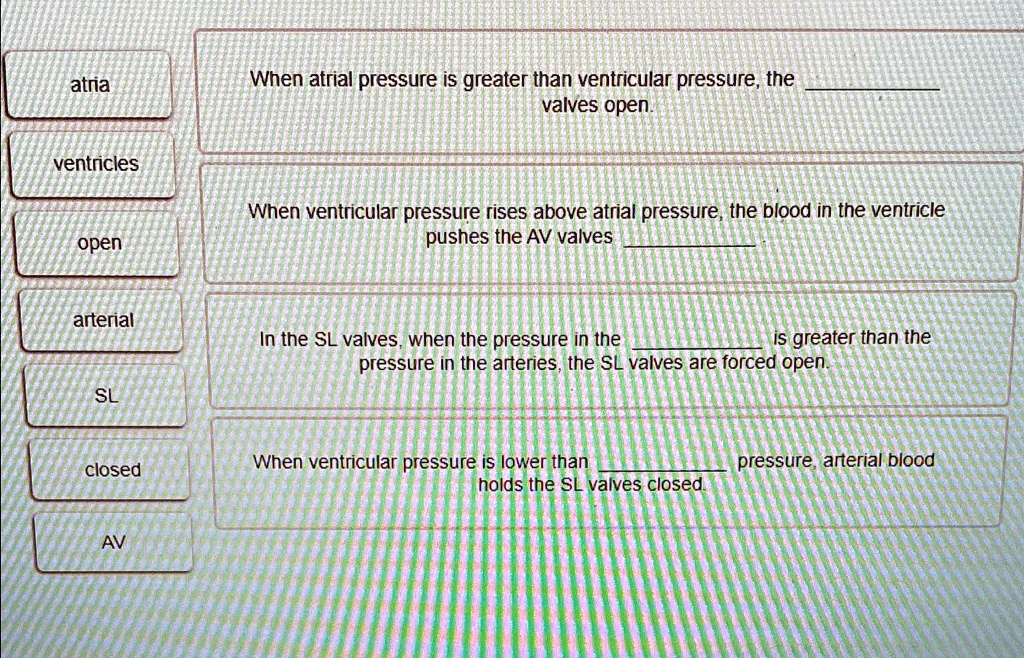 when atrial pressure is greater than ventricular pressure the valves ...