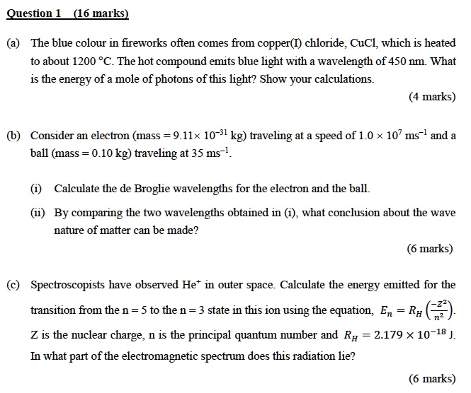 SOLVED: The blue color in fireworks often comes from copper(II ...