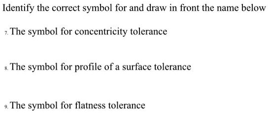 Identify the correct symbol for and draw in front the name below 7. The ...