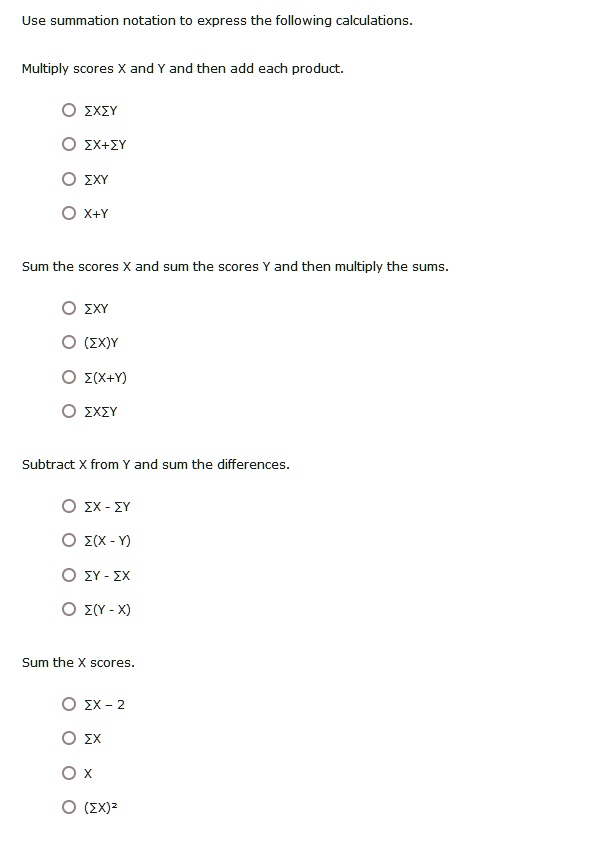 Use summation notation to express the following calculations. Multiply ...