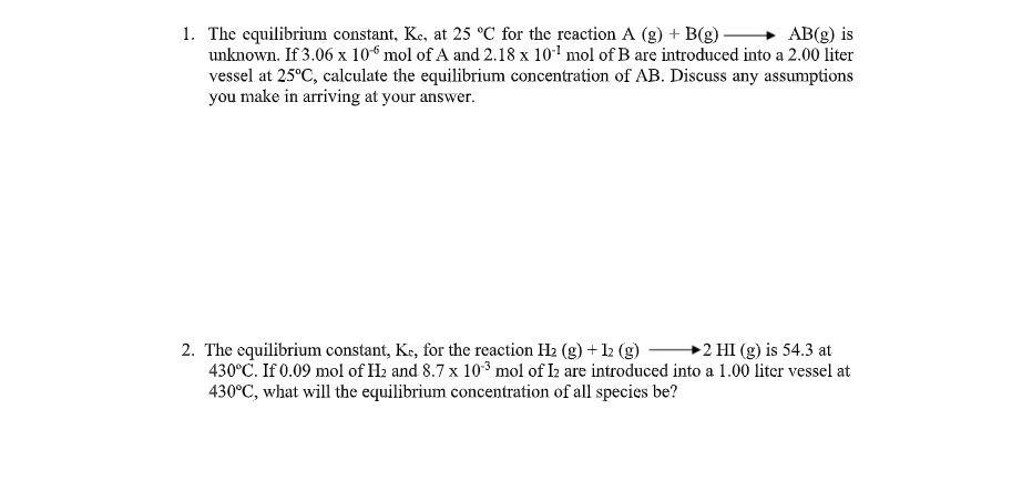 Solved The Equilibrium Constant Kc At 25°c For The Reaction A G B