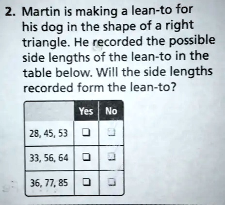 SOLVED: Martin is making a lean-to for his dog in the shape of a right ...
