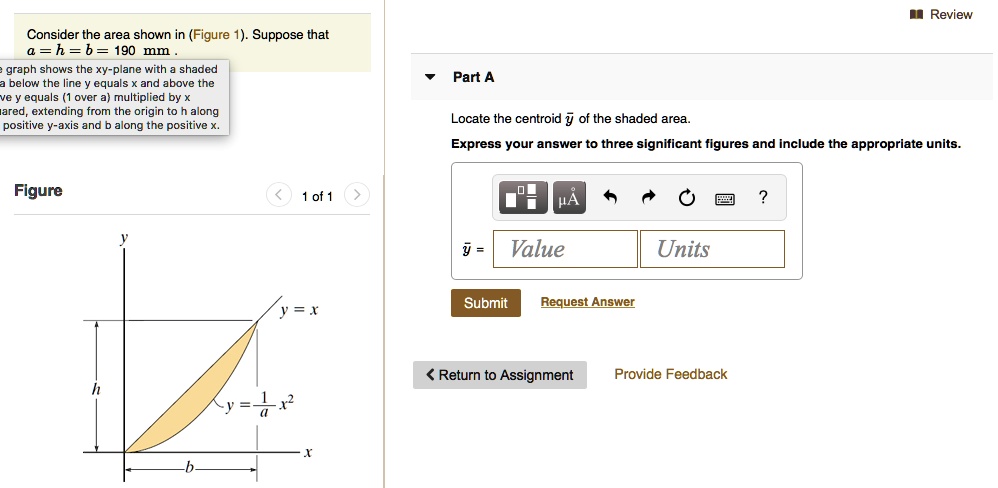 SOLVED: Consider the area shown in Figure 1. Suppose that h = 190 mm ...