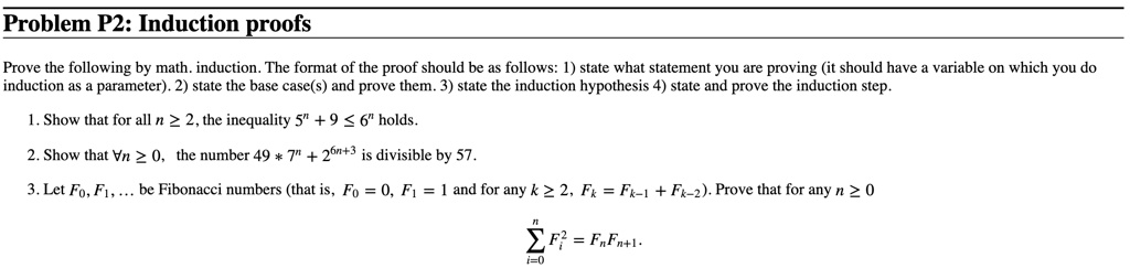 problem p2 induction proofs prove the following by math induction the ...