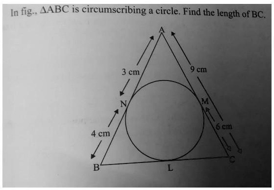 In Fig. , triangle ABC is circumscribing a circle. Find the length of ...