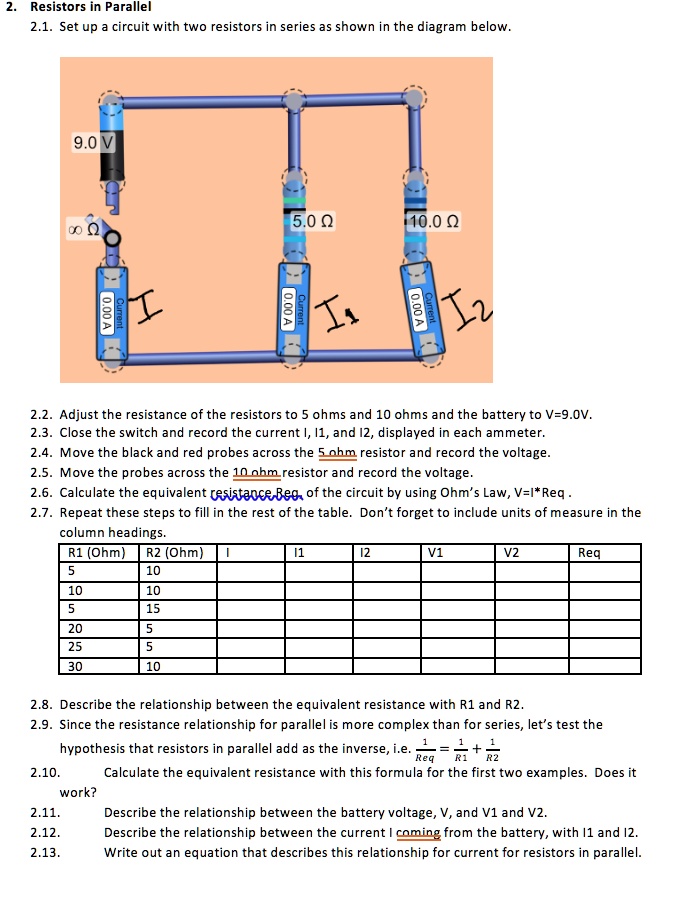 resistors in parallel 21 set up circuit with two resistors in series as ...