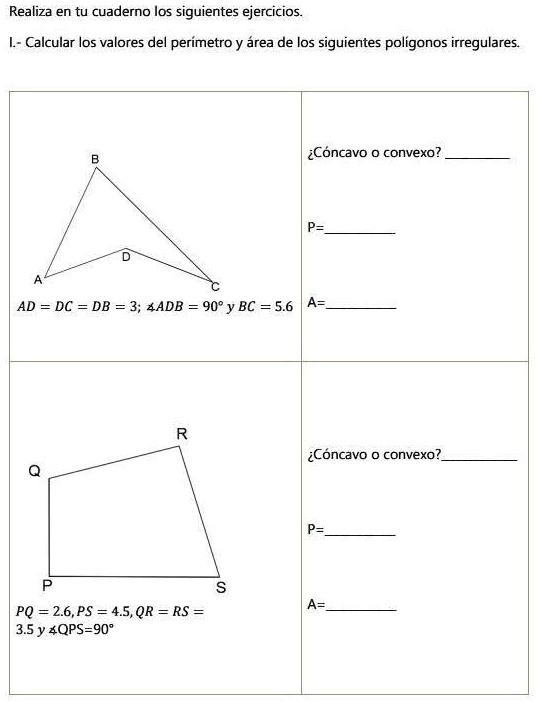 SOLVED: Problemario de polígonos Realiza en tu cuaderno los siguientes ...