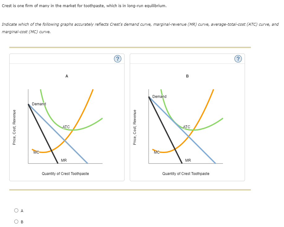 Crest is one firm of many in the market for toothpaste, which is in long-run equilibrium ...