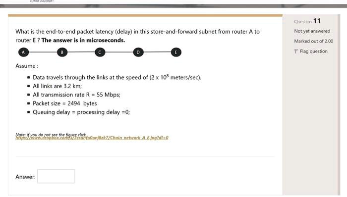 [GET ANSWER] What is the end-to-end packet latency (delay) in this store-and-forward subnet from ...