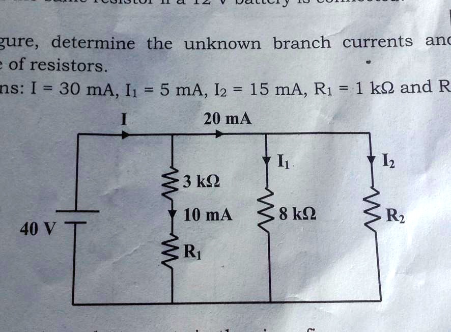 SOLVED: In the figure, determine the unknown branch currents and ...