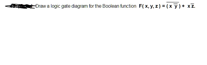 SOLVED: Draw a logic gate diagram for the Boolean function Fxy,z=xy+xz