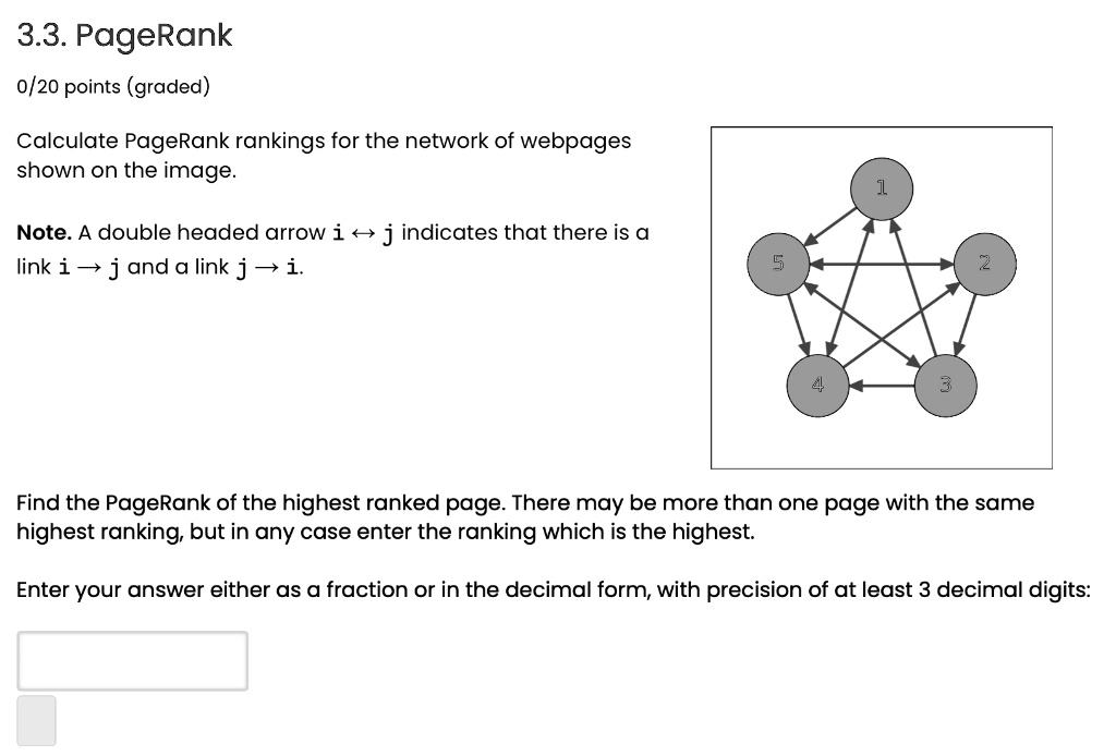 33 pagerank 020 points graded calculate pagerank rankings for the network of webpages shown on ...