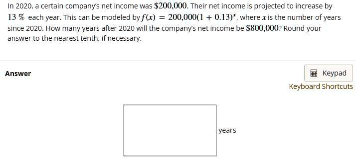 In 2020, a certain company's net income was 200,000. Their net income ...