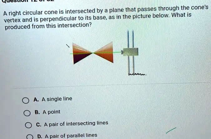 SOLVED: A right circular cone is intersected by a plane that passes ...