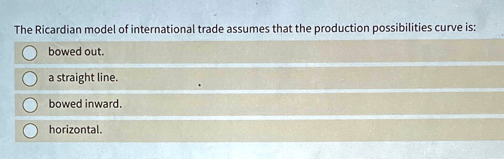 SOLVED: The Ricardian model of international trade assumes that the ...