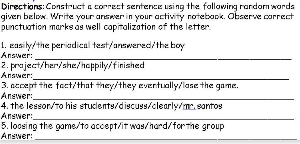 brainlist ko po yung tamang sagot directions construct a correct ...