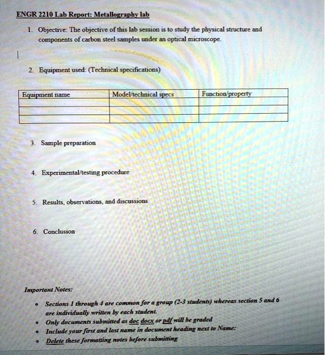 ENGR 2210 Lab Report: Metallography lab 1. Objective: The objective of this lab session is to ...