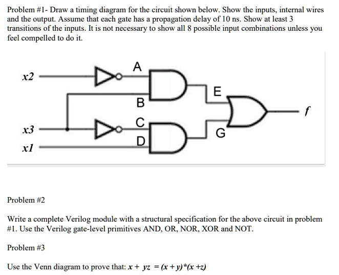 Problem #1- Draw a timing diagram for the circuit shown below. Show the inputs, internal wires ...