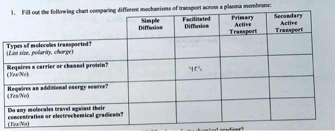 1. Fill out the following chart comparing different...