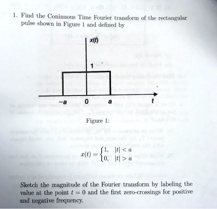 1. Find the Coninuous Time Fourier transform of the rectangular pulse ...