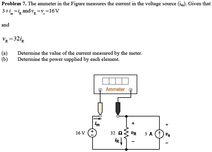 SOLVED: Determine the value of the current measured by the meter. Determine the power supplied ...