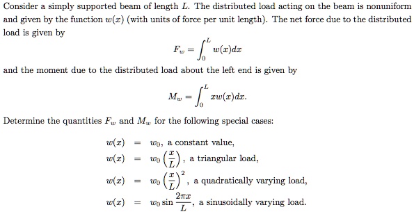 Consider a simply supported beam of length L. The distributed load ...