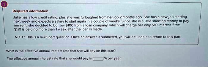 SOLVED: The effective annual interest rate that she would pay is % per ...