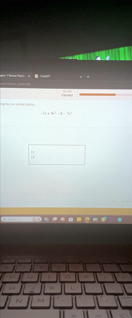 ing like (or similar) terms. -7x + 9x^2 - 8 - 7x^2