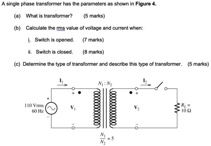 A single phase transformer has the parameters as shown in Figure 4. (a ...