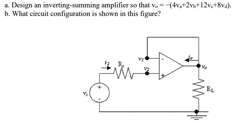 a. Design an inverting-summing amplifier so that vo = -(4va + 2vb + 12vc + 8vd). b. What circuit ...