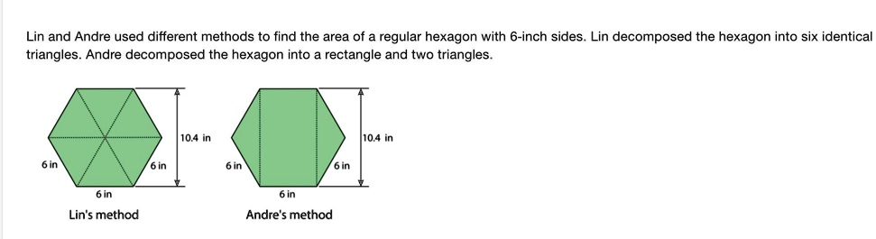 Lin and Andre used different methods to find the area of a regular ...