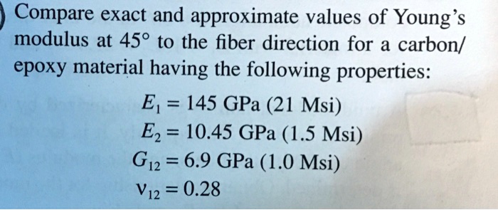 SOLVED: Compare exact and approximate values of Young's modulus at 45Â ...