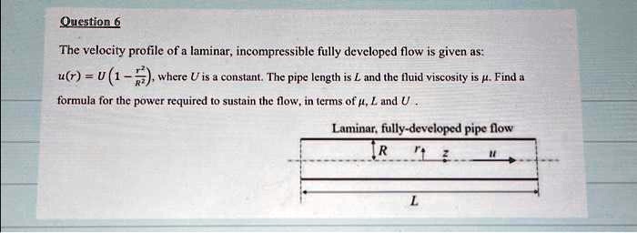 Question 6 The velocity profile of a laminar, incompressible fully ...