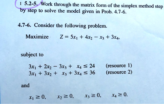 1 5.2-5. Work through the matrix form of the simplex method...