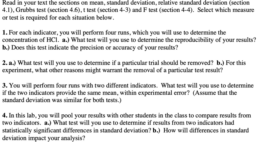 Solved Read In Your Text The Sections On Mean Standard Deviation