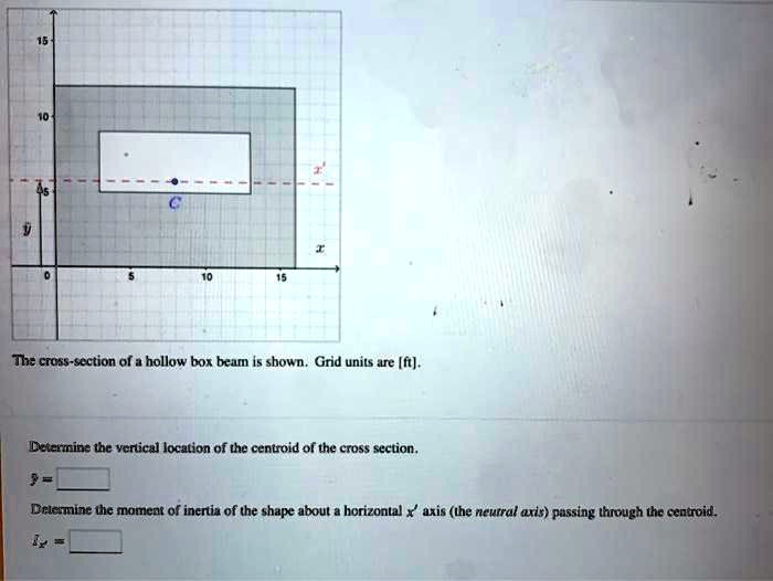 15 10 5 C 0 5 10 15 The cross-section of a hollow box beam is shown. Grid units are [ft ...