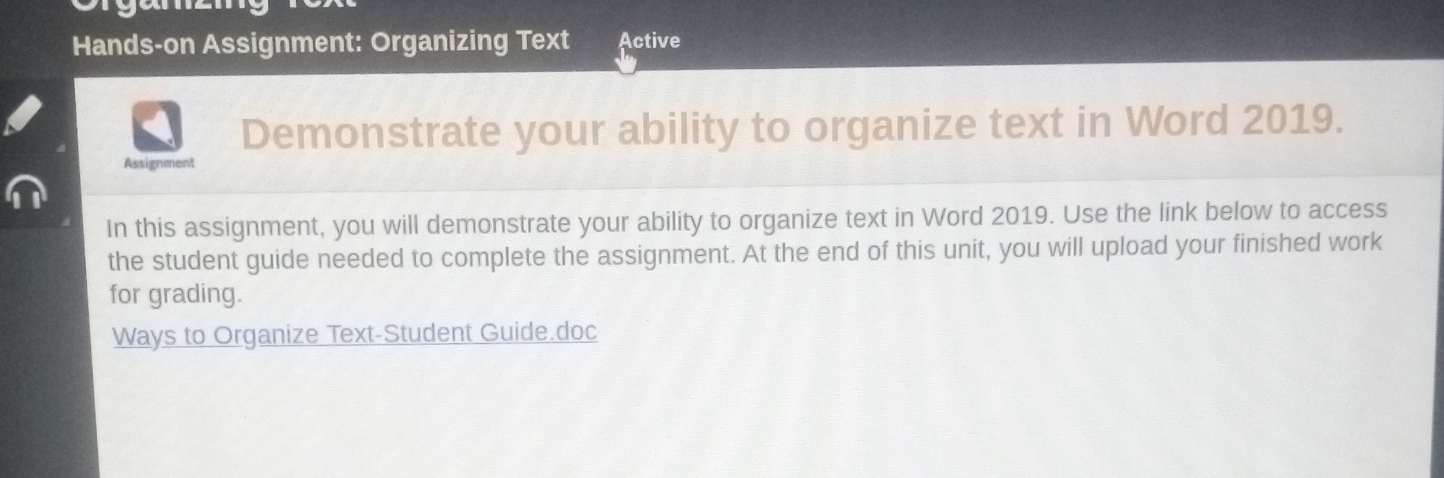 [GET ANSWER] Hands-on Assignment: Organizing Text Demonstrate your ...