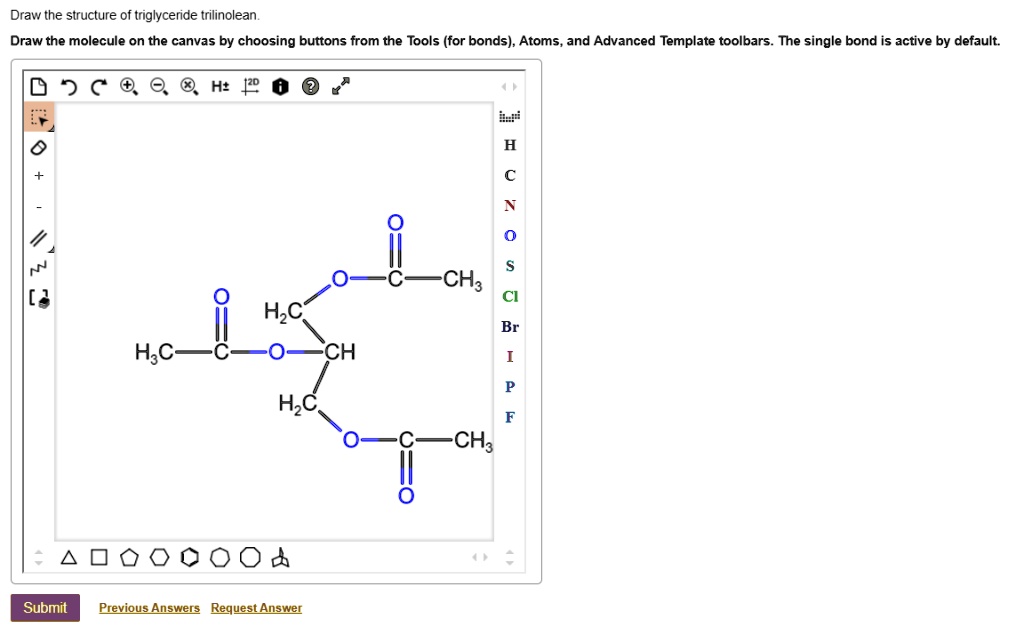 Draw the structure of triglyceride trilinolean. Draw the molecule on ...